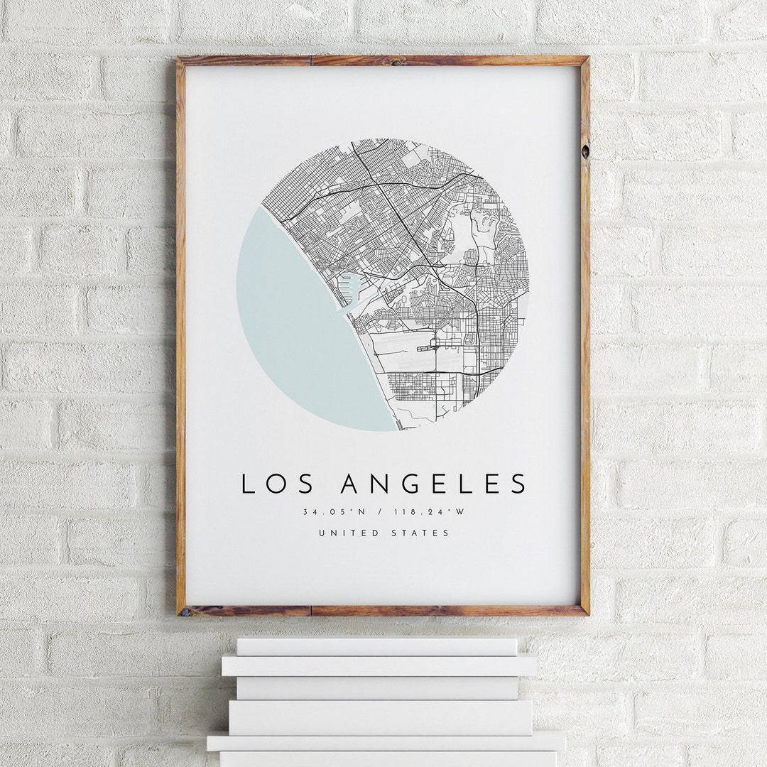 Los Angeles Map Minimalist Map Los Angeles Print Los - Etsy