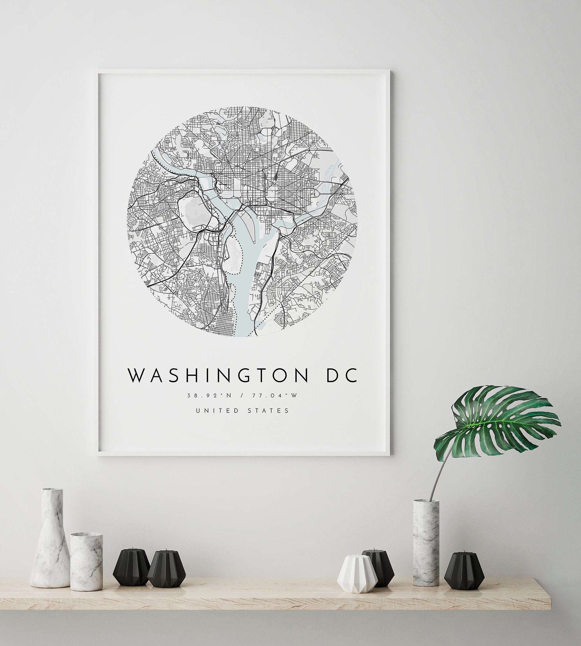 Washington DC Map Minimalist Map Washington DC Print | Etsy
