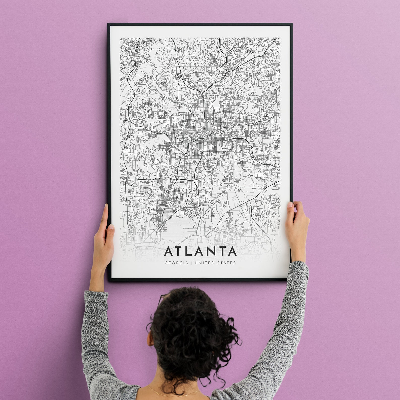 City Map Poster Town Map Poster Atlanta Minimalist Map - Etsy