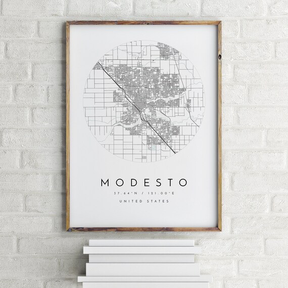 Modesto Map Modesto California City Map Home Town Map | Etsy