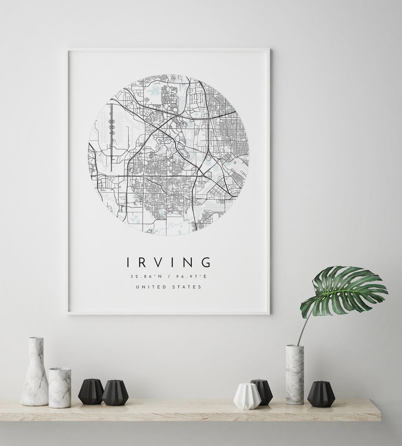 Irving Map, Irving, Texas, City Map, Home Town Map, Irving Print, Wall ...
