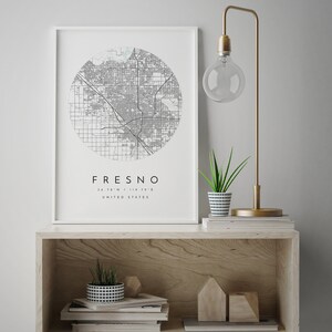 Fresno Map, Fresno, California, City Map, Home Town Map, Fresno Print ...