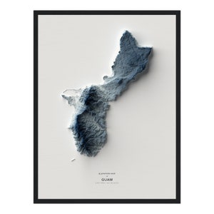 Guam Map, Elevation Map Print, Map Artwork, Guam Landscape, Geology Art ...