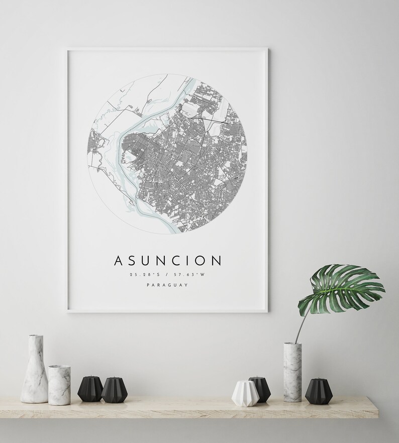 Asuncion Map Asuncion Paraguay City Map Home Town Map - Etsy