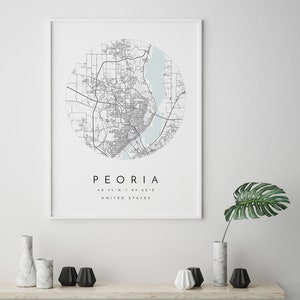 Peoria Map, Peoria, Illinois, City Map, Home Town Map, Peoria Print ...