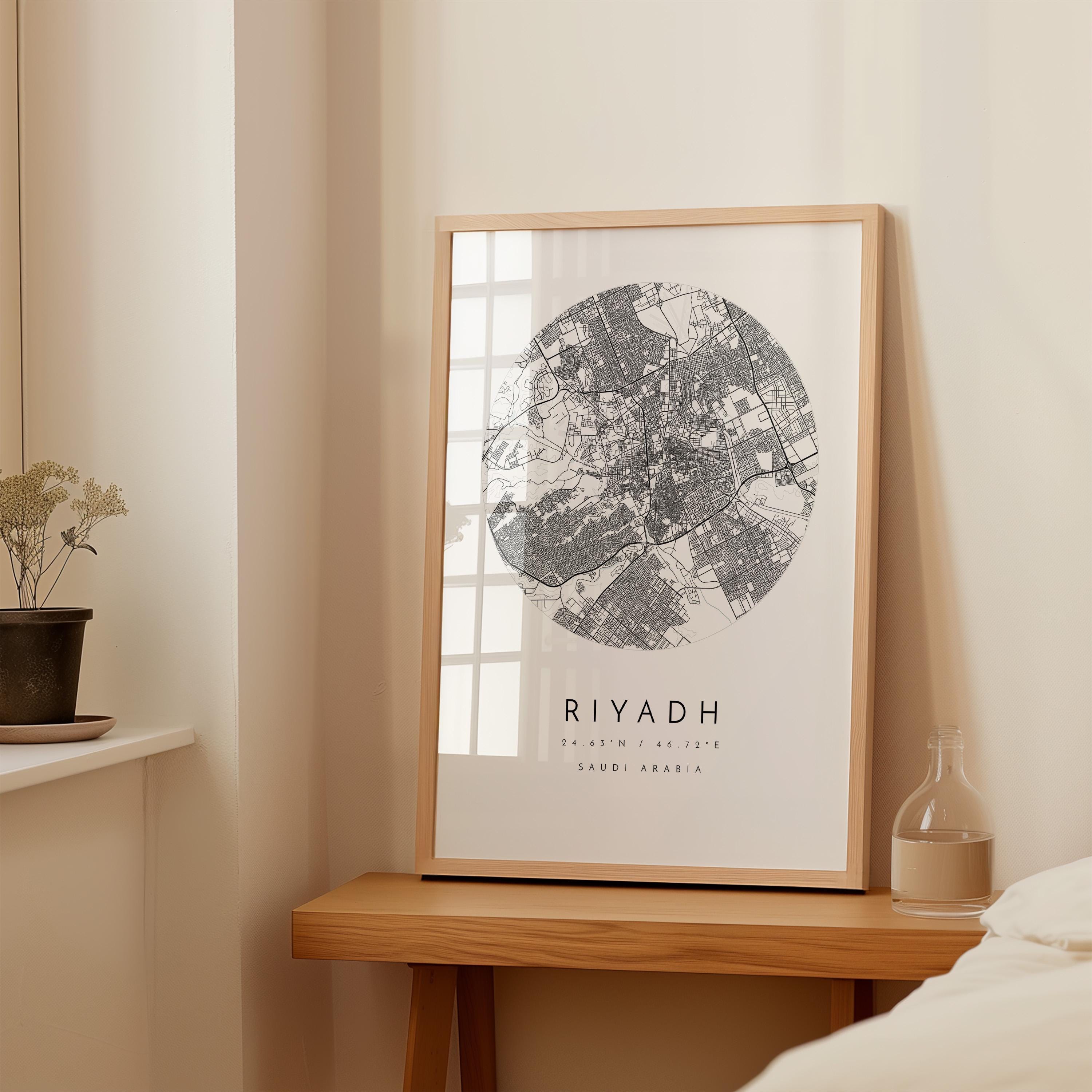 Riyadh Map, Riyadh, Saudi Arabia, City Map, Home Town Map, Riyadh Print ...