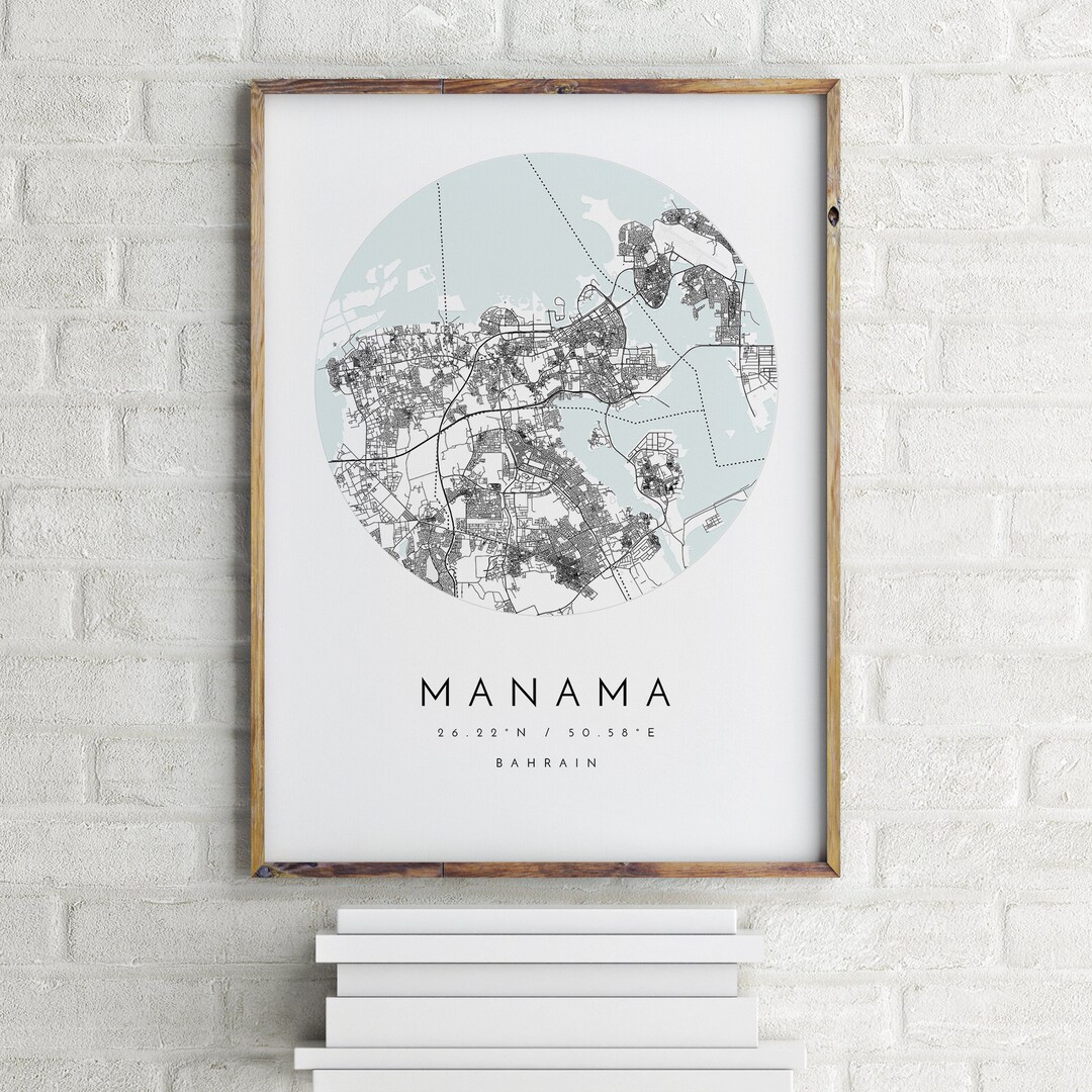 Manama Map, Manama, Bahrain, City Map, Home Town Map, Manama Print ...
