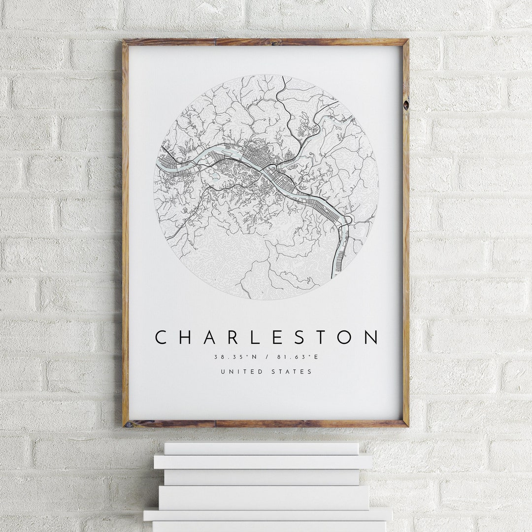 Charleston West Virginia Map, Charleston Map, Minimalist Map ...