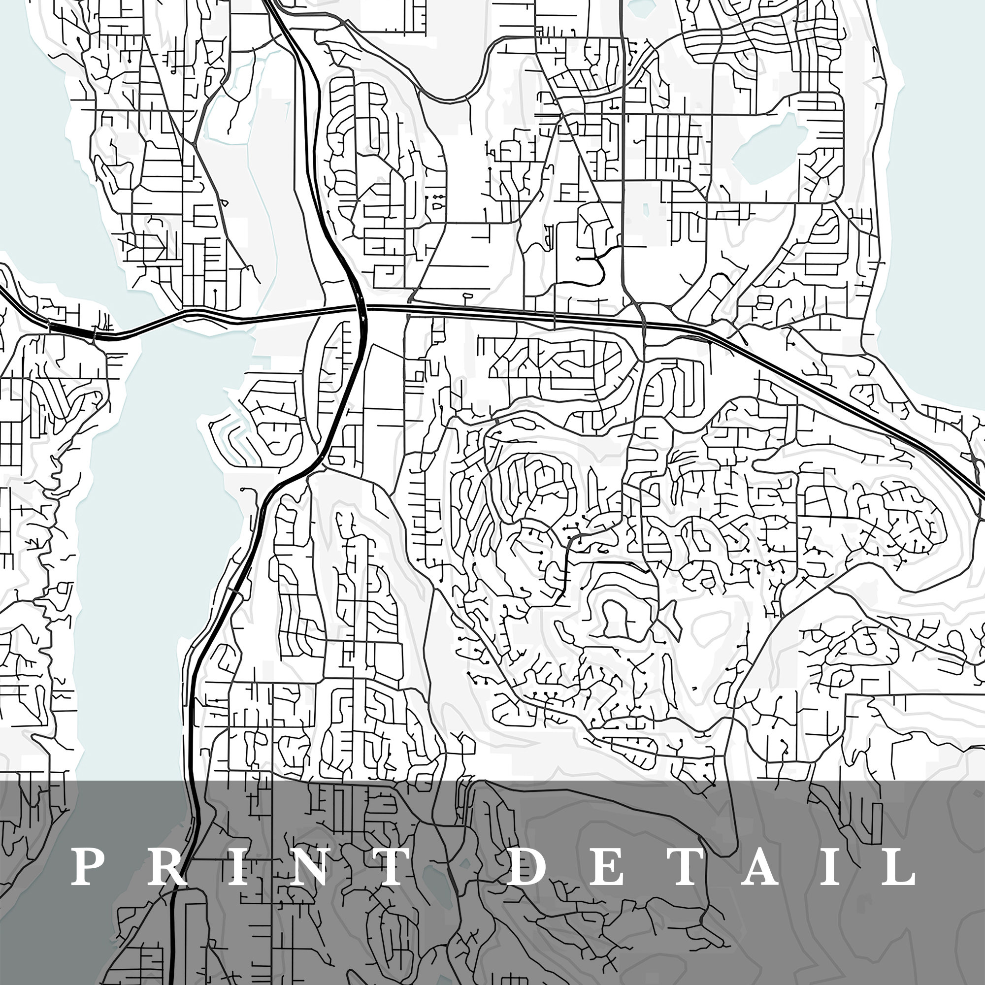 Bellevue Map Bellevue Washington City Map Home Town Map - Etsy