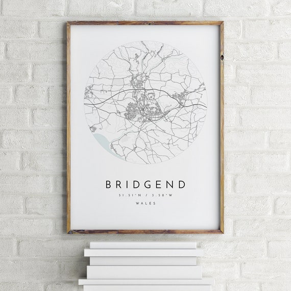 Bridgend Map Bridgend Wales City Map Home Town Map | Etsy