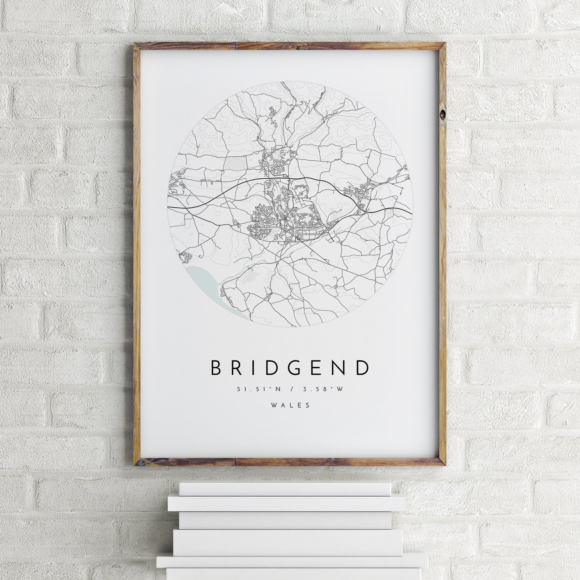 Bridgend Map Bridgend Wales City Map Home Town Map - Etsy