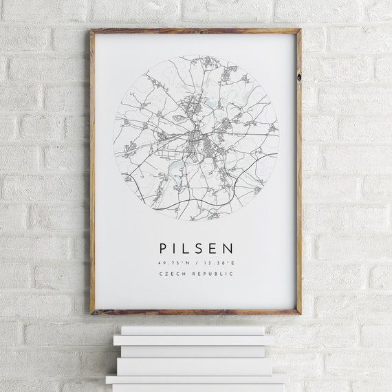 Pilsen Map Pilsen Czech Republic City Map Home Town Map | Etsy