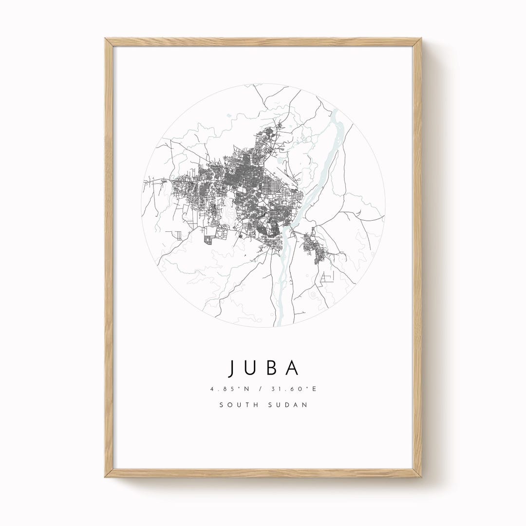 Juba Map Poster: Modern Minimalist Design - Matte Fine Art Paper - Etsy