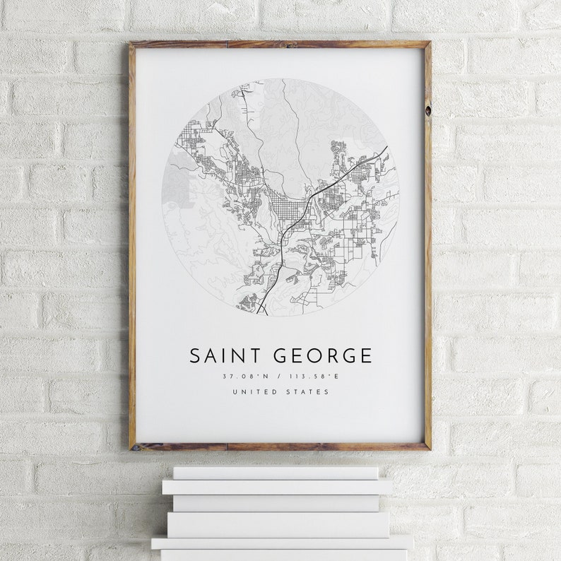 Saint George Map Saint George Utah City Map Home Town Map - Etsy