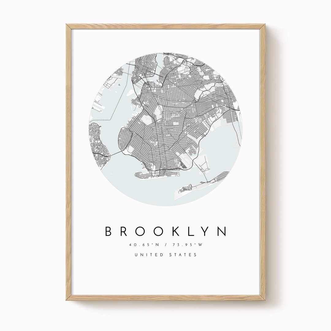 Brooklyn Map Print, Modern Minimalist Circular Art (multiple Sizes) - Etsy