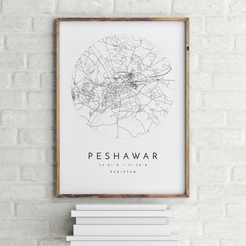 Peshawar Map Peshawar Pakistan City Map Home Town Map - Etsy