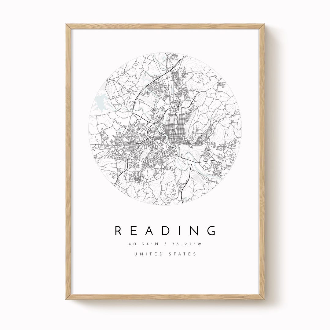 Reading Pennsylvania Map Print: Minimalist City Wall Art - Etsy