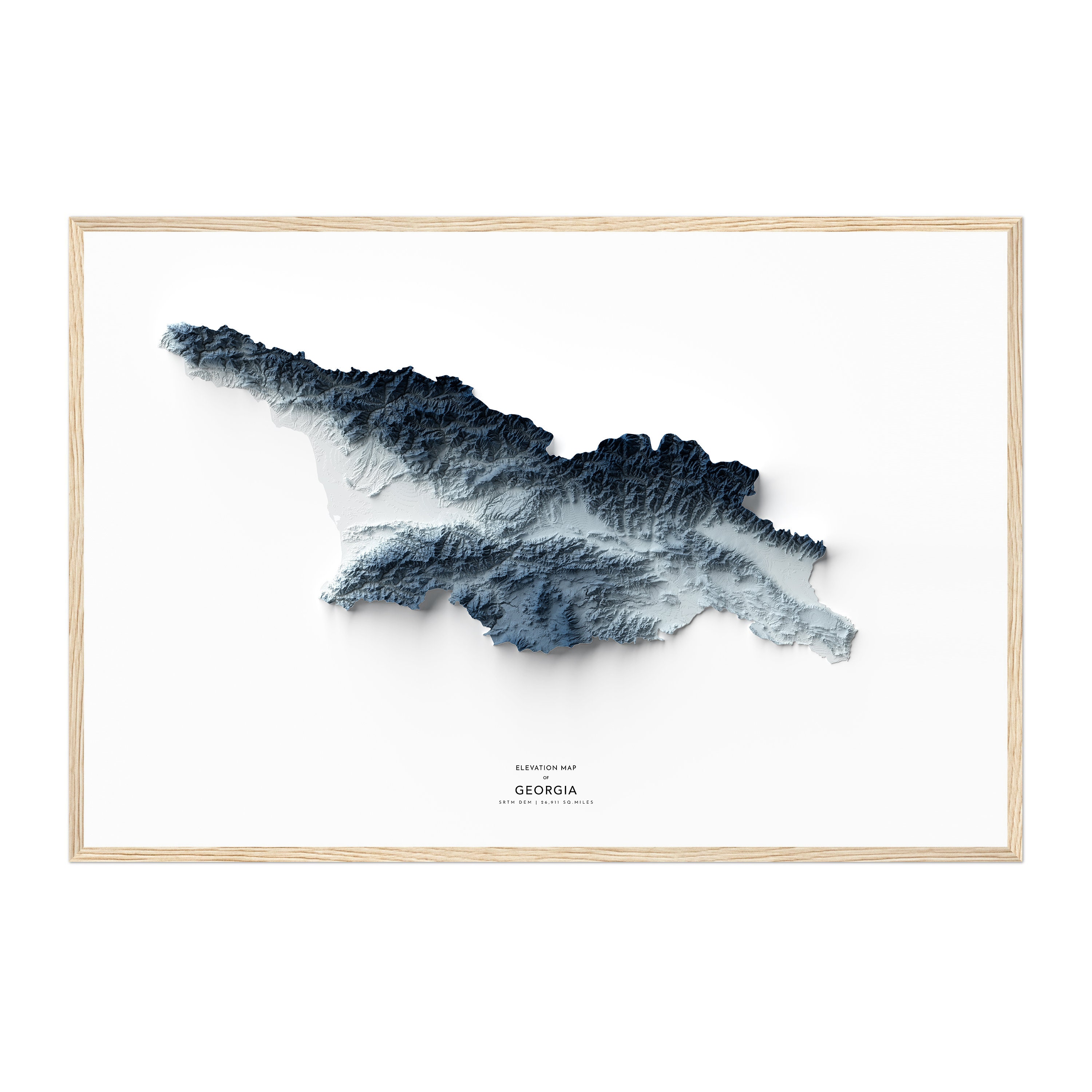 Georgia Map, Elevation Map Print, Map Artwork, Georgia Landscape ...