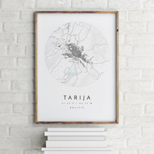 Tarija Map, Tarija, Bolivia, City Map, Home Town Map, Tarija Print ...