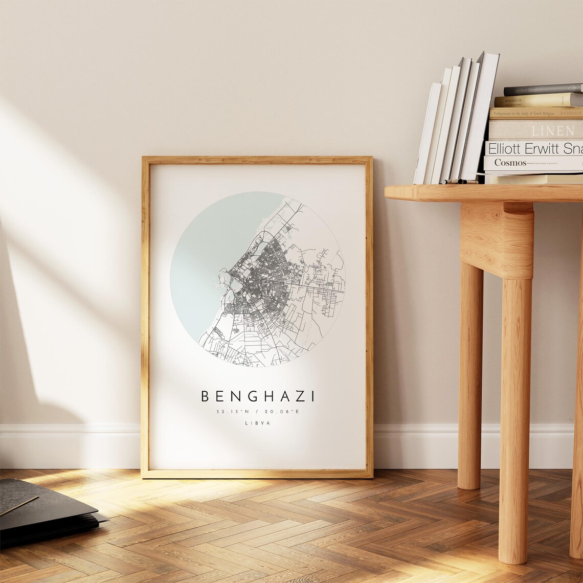 Benghazi City Map: Modern Wall Art Prints (matte Paper, Various Sizes ...