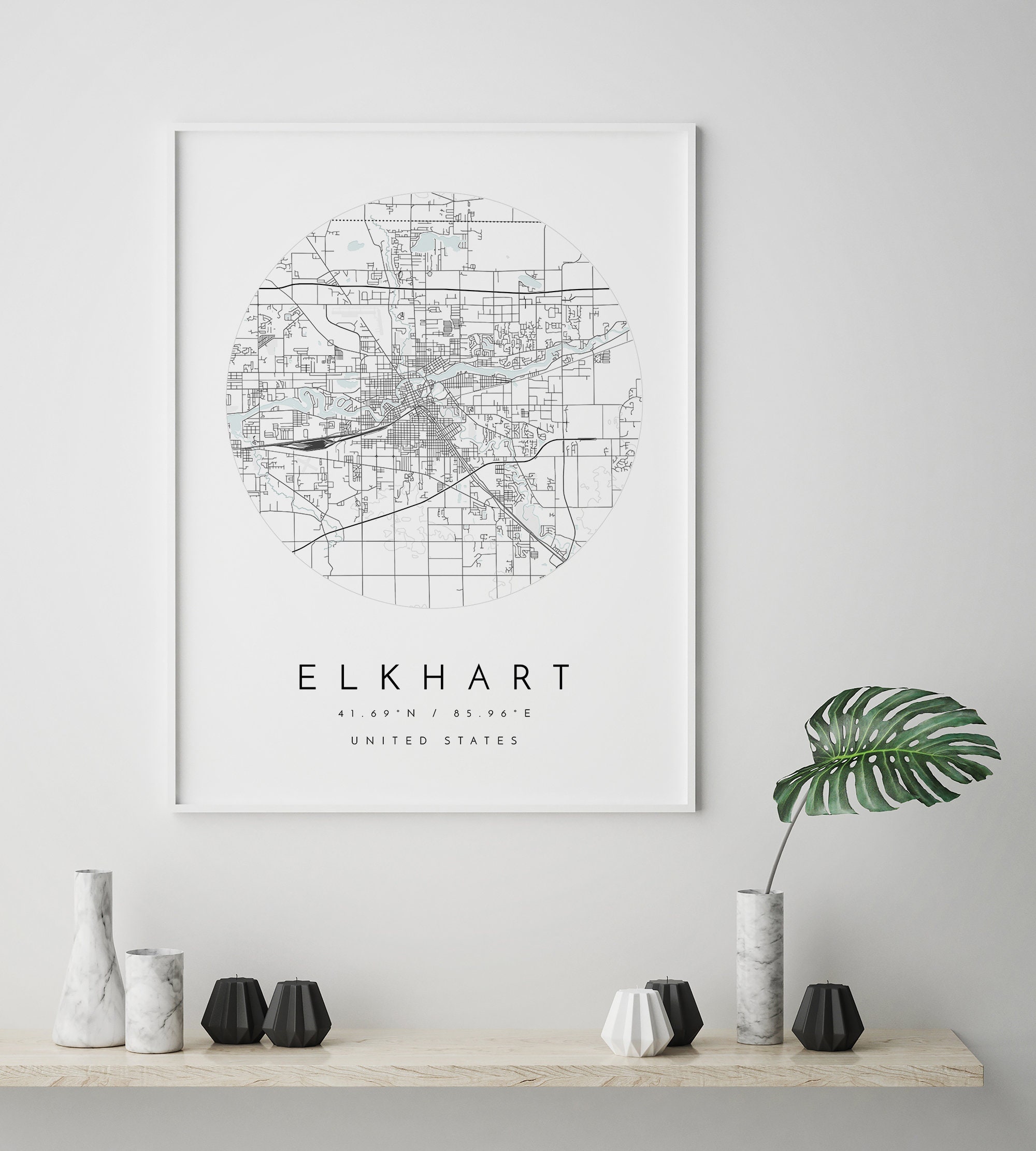 Elkhart Map Elkhart Indiana City Map Home Town Map - Etsy