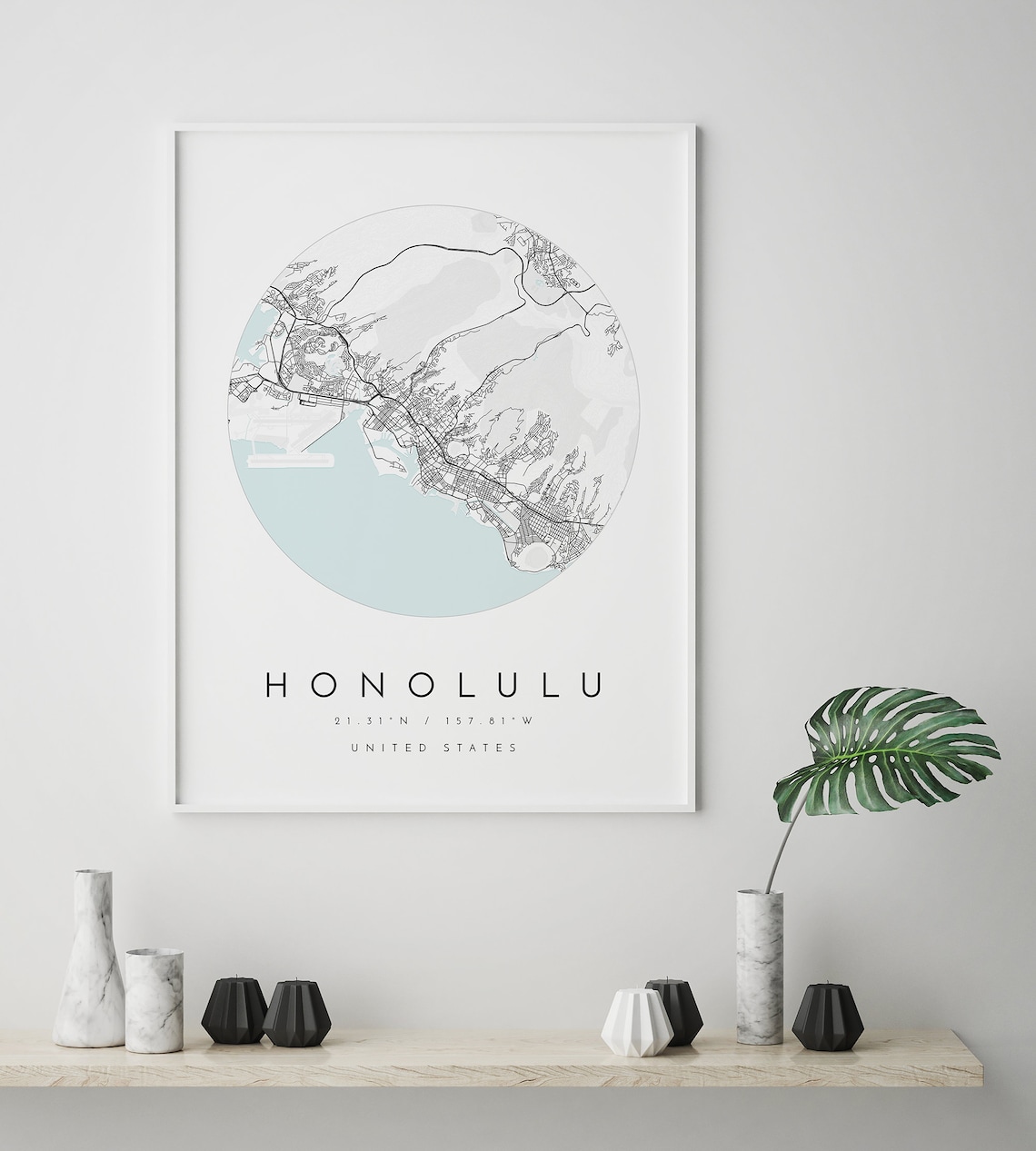 Honolulu Map Minimalist Map Honolulu Print Honolulu Poster | Etsy UK