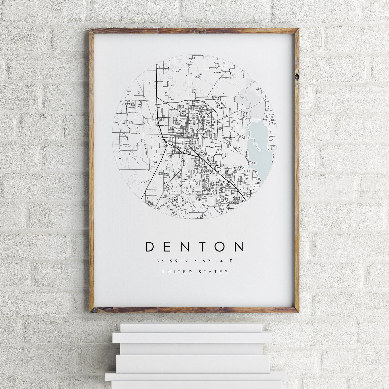 Denton Map Denton Texas City Map Home Town Map Denton - Etsy