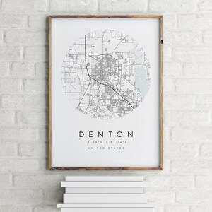 Denton Map, Denton, Texas, City Map, Home Town Map, Denton Print, Wall ...