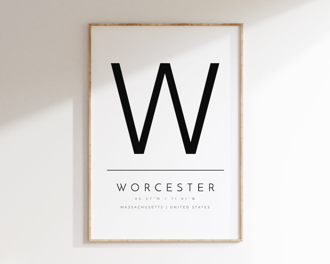 Worcester, Massachusetts, Typographic Print, Digital Poster, Worcester ...