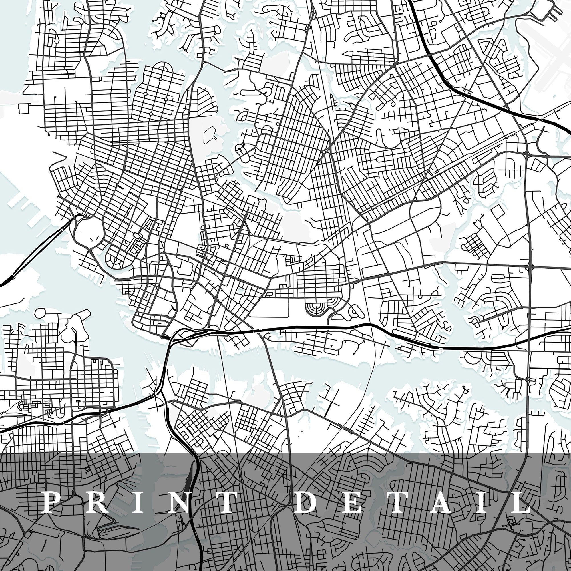 Norfolk Map Norfolk Virginia City Map Home Town Map - Etsy