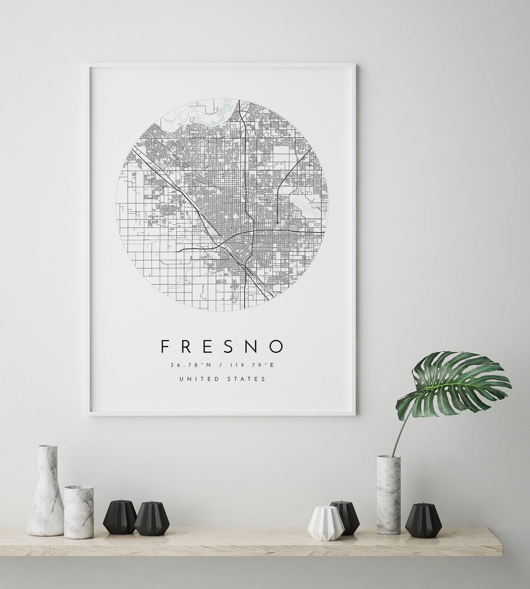 Fresno Map, Fresno, California, City Map, Home Town Map, Fresno Print ...