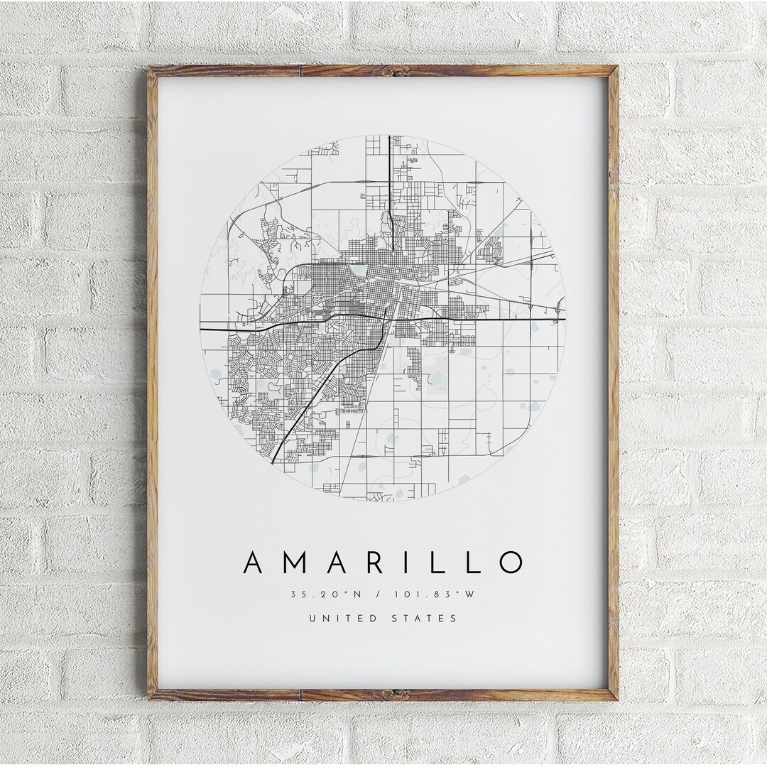 Amarillo Map, Amarillo, Texas, City Map, Home Town Map, Amarillo Print ...