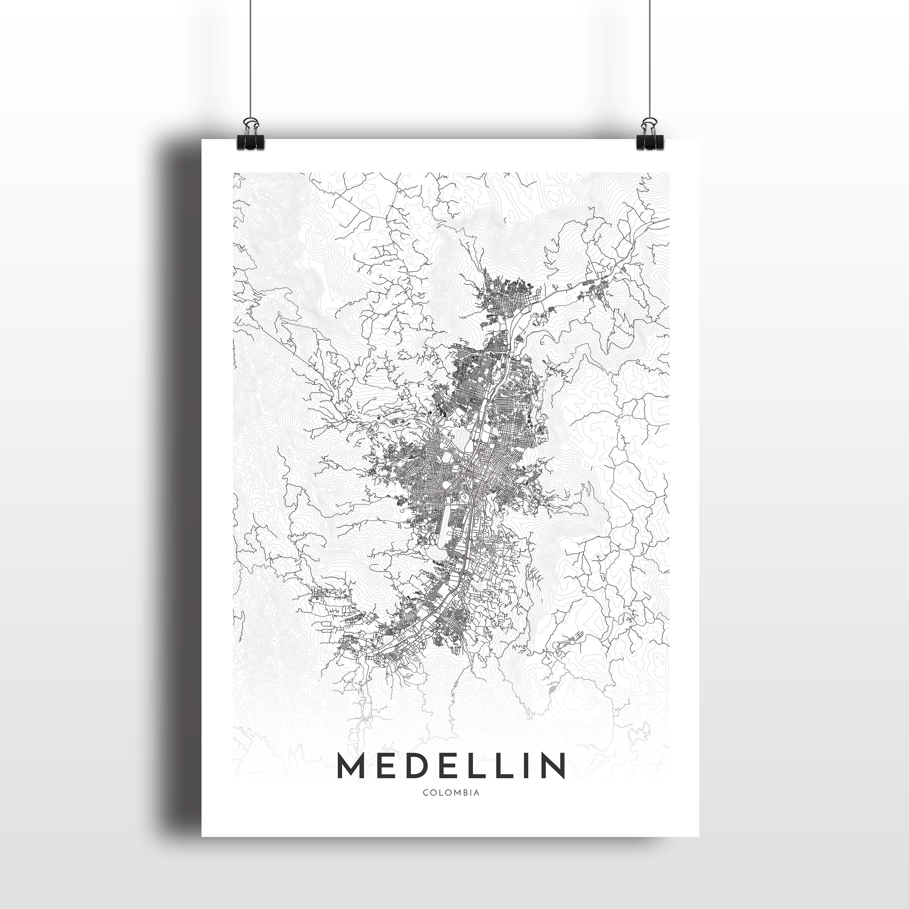 Medellin Map Medellin Colombia City Map Print Map Poster - Etsy