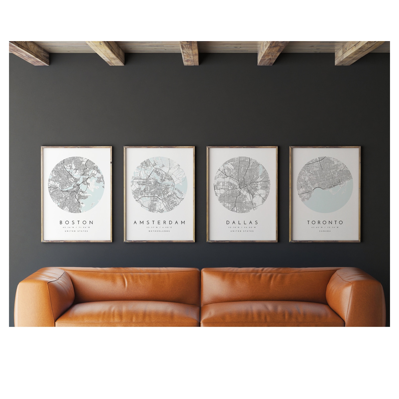 Personalized Map Print Set of Four Map Prints Custom - Etsy