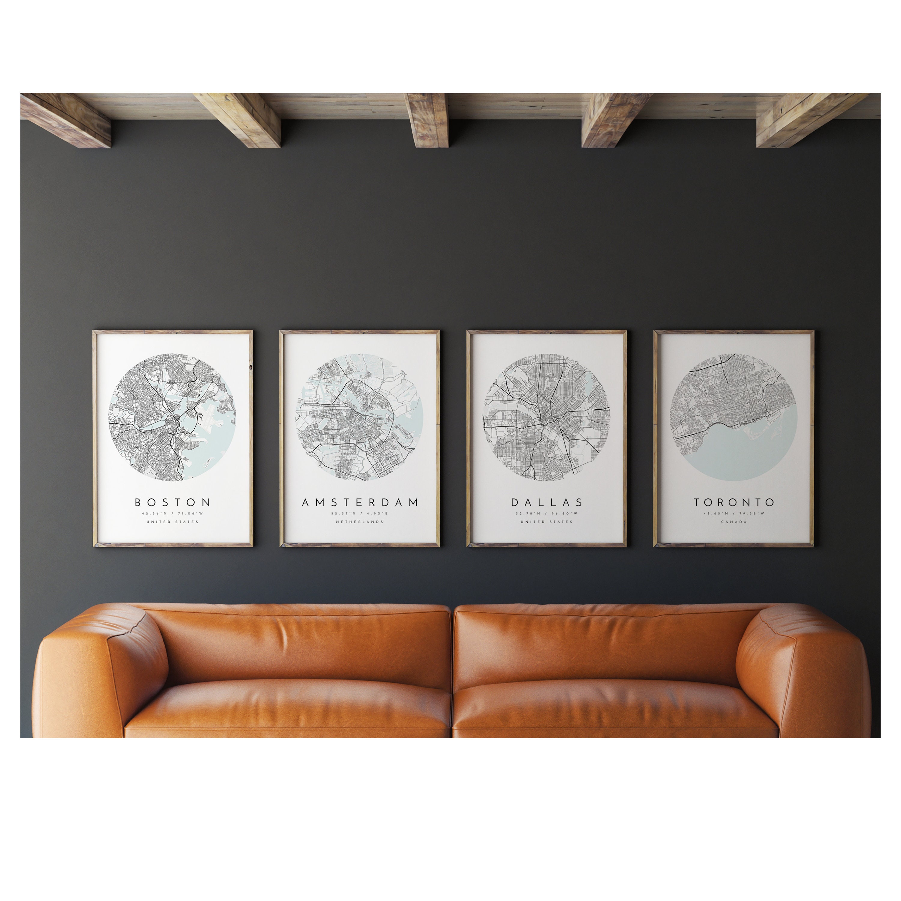 Personalized Map Print Set of Four Map Prints Custom | Etsy UK