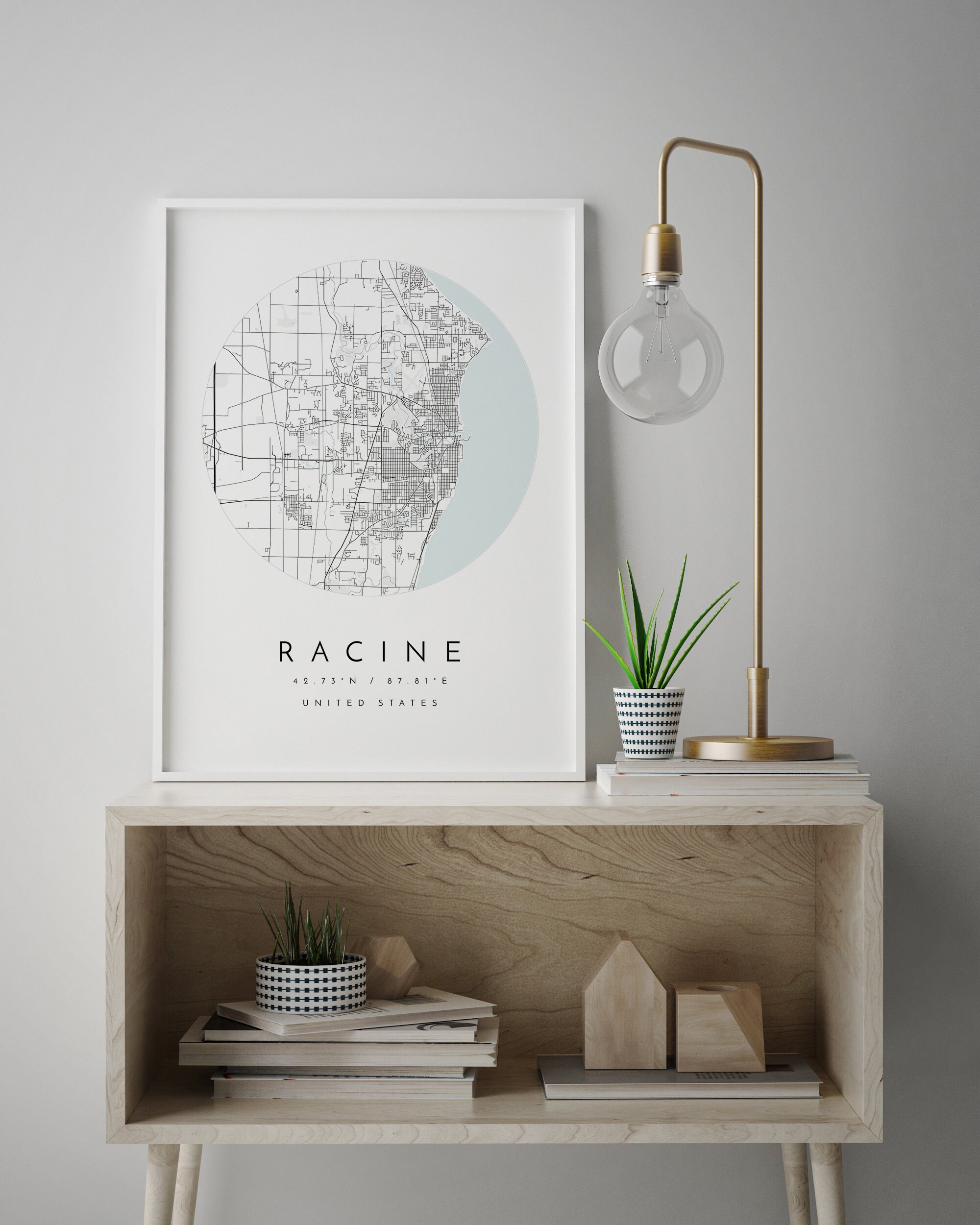 Racine Map Racine Wisconsin City Map Home Town Map Racine | Etsy