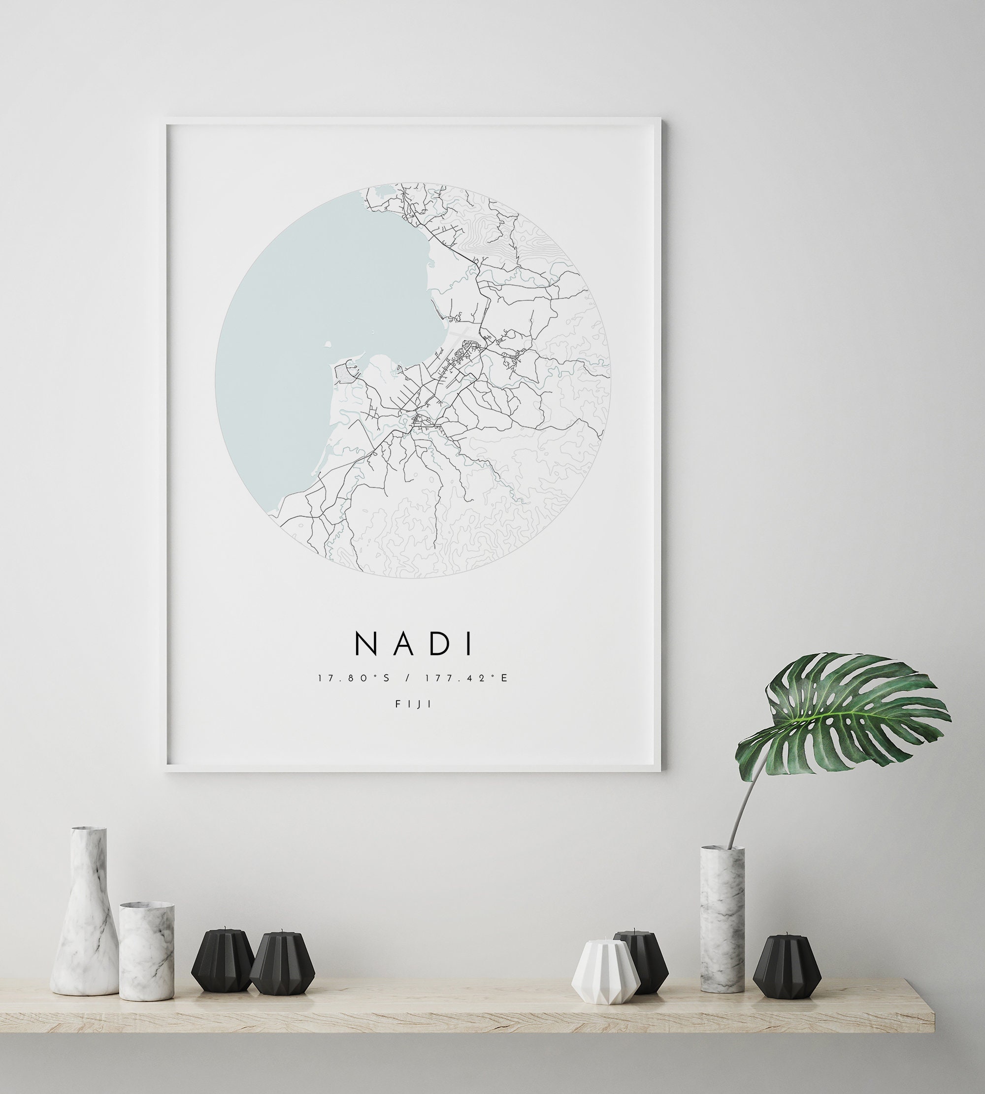 Nadi Map Nadi Fiji City Map Home Town Map Nadi Print | Etsy