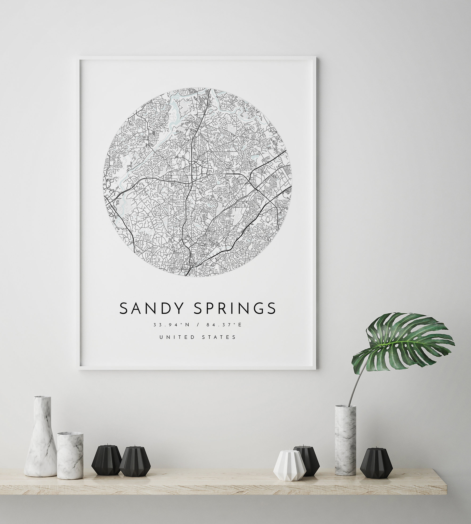 Sandy Springs Map Sandy Springs Georgia City Map Home Town - Etsy