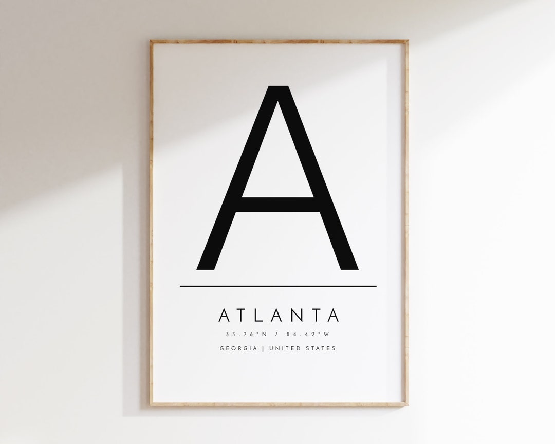 Atlanta Georgia, Typographic Print, Digital Poster, Atlanta, GA, Wall ...