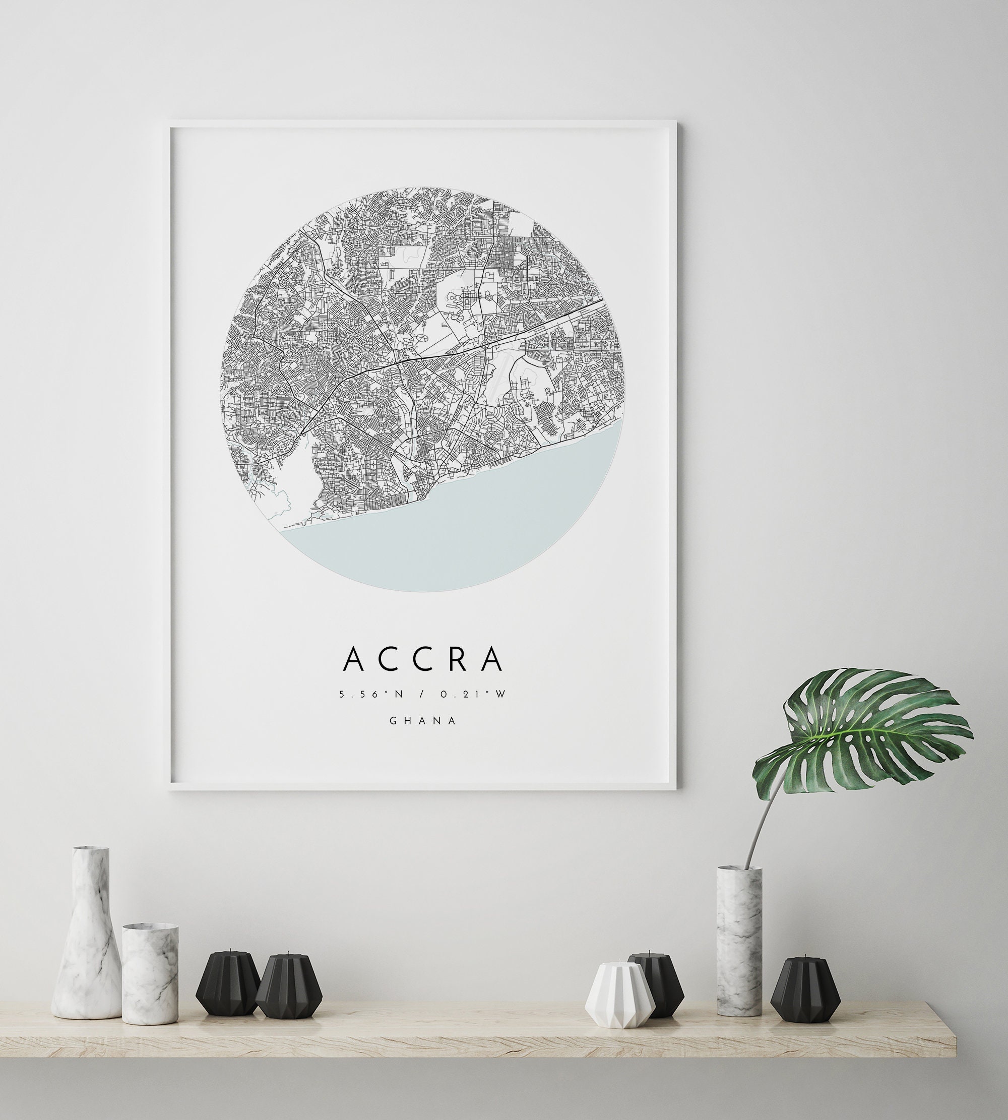 Accra Map Accra Ghana City Map Home Town Map Accra Print | Etsy