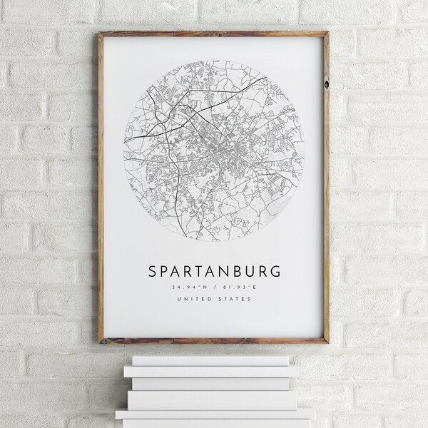 Spartanburg Sc Map - Etsy
