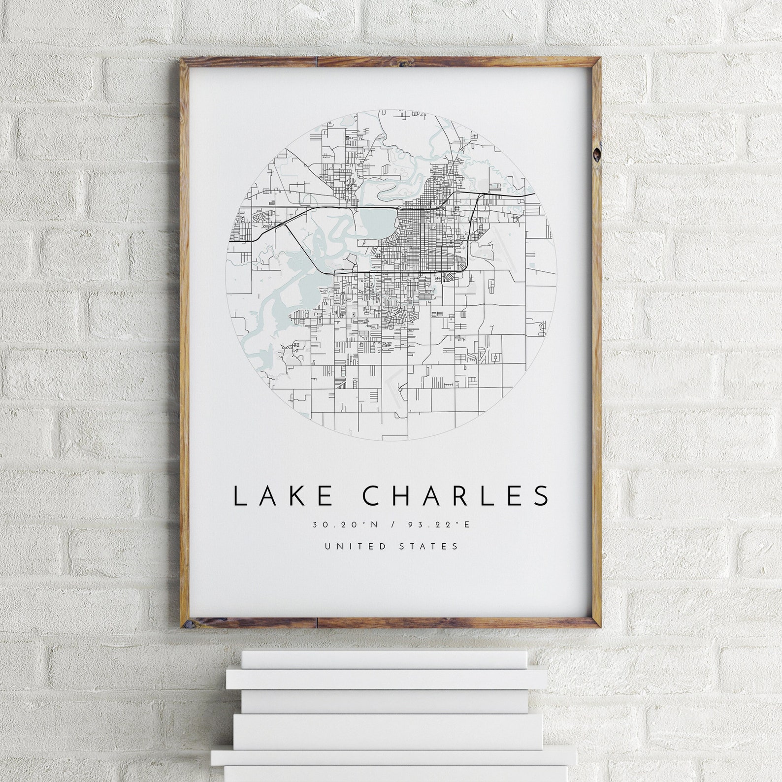Lake Charles Map Lake Charles Louisiana City Map Home Town | Etsy