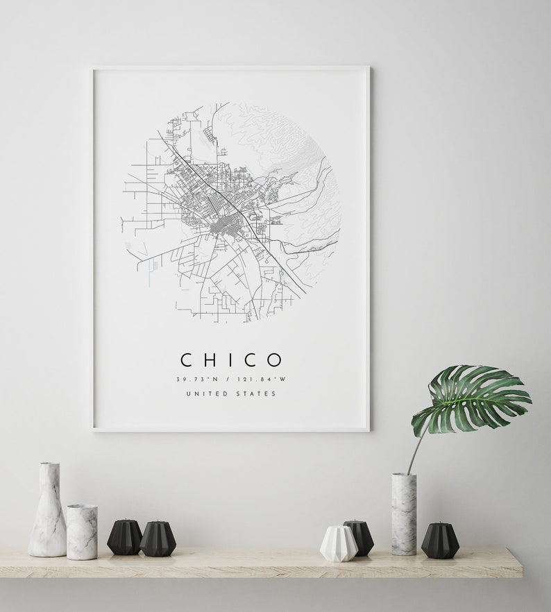 Chico Map, Minimalist Map, Chico Print, Chico Poster, Chico Art, Modern ...