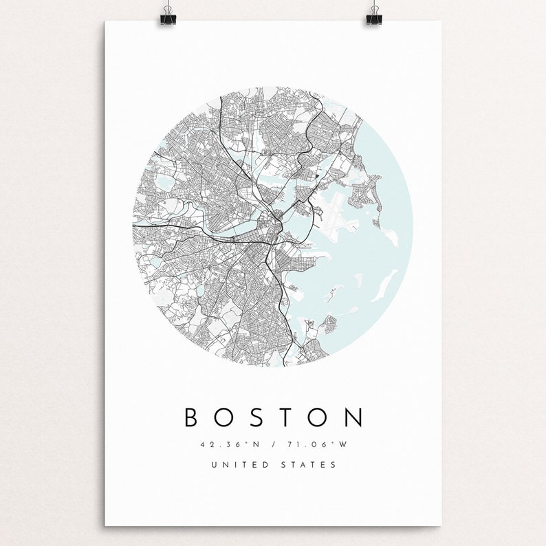 City Map, Boston Map, Minimalist Map, Boston Print, Boston Poster ...