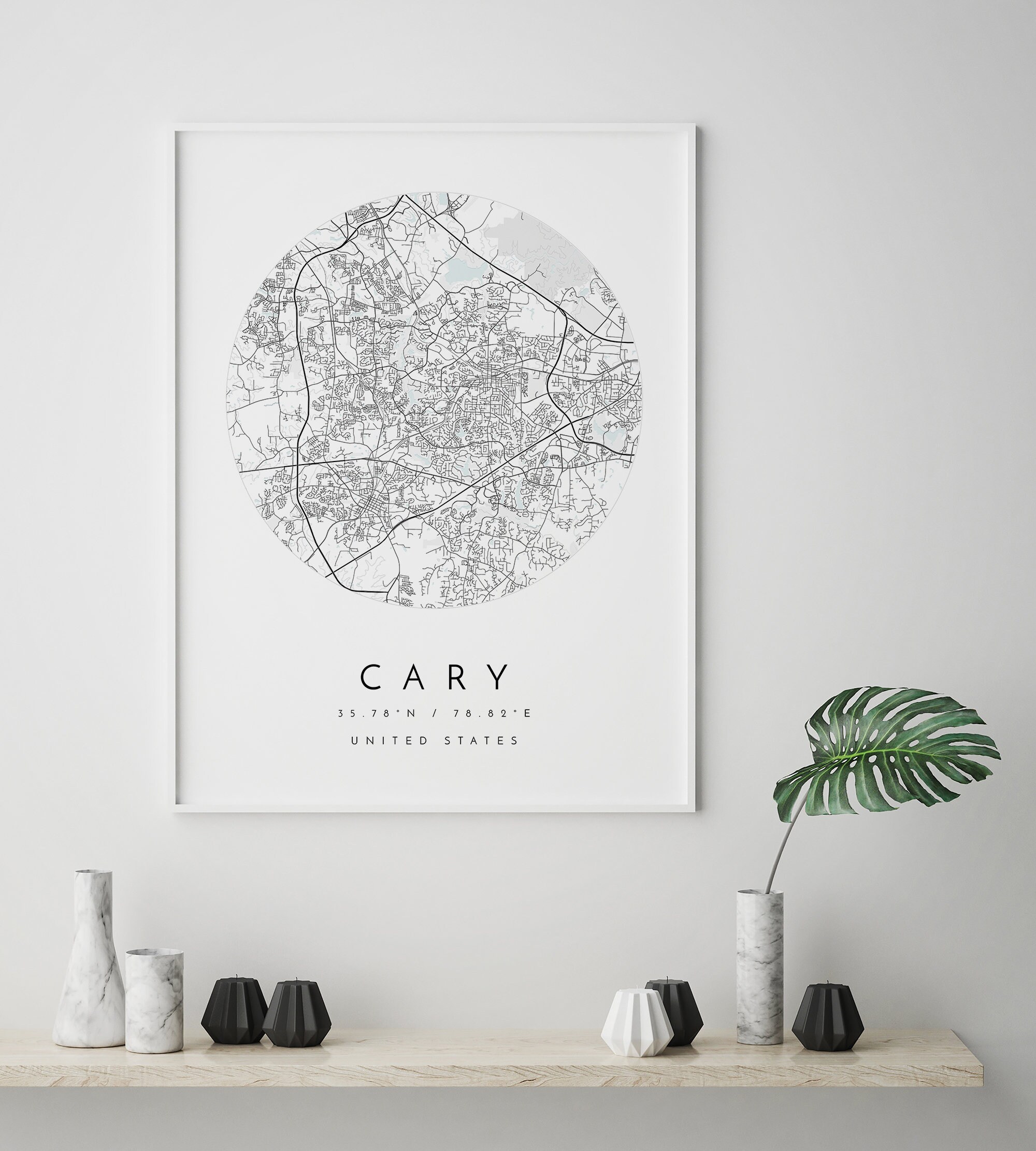 Cary Map, Cary, North Carolina, City Map, Home Town Map, Cary Print ...