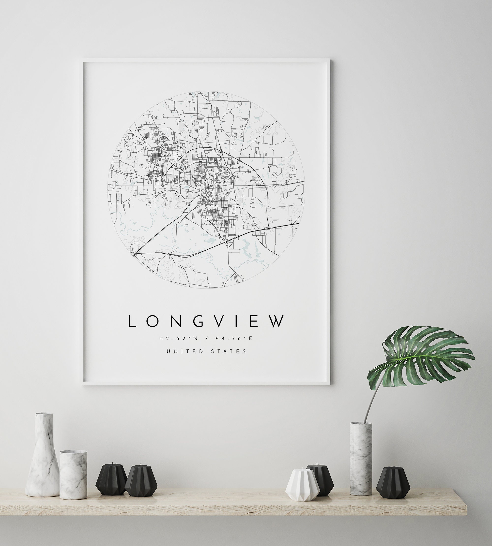 Longview Map Longview Texas City Map Home Town Map - Etsy