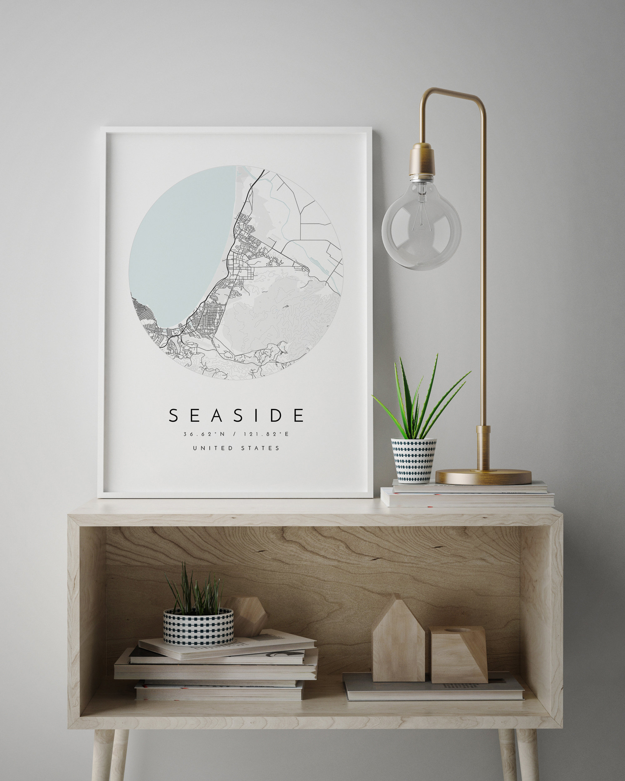 Seaside Map Seaside California City Map Home Town Map - Etsy