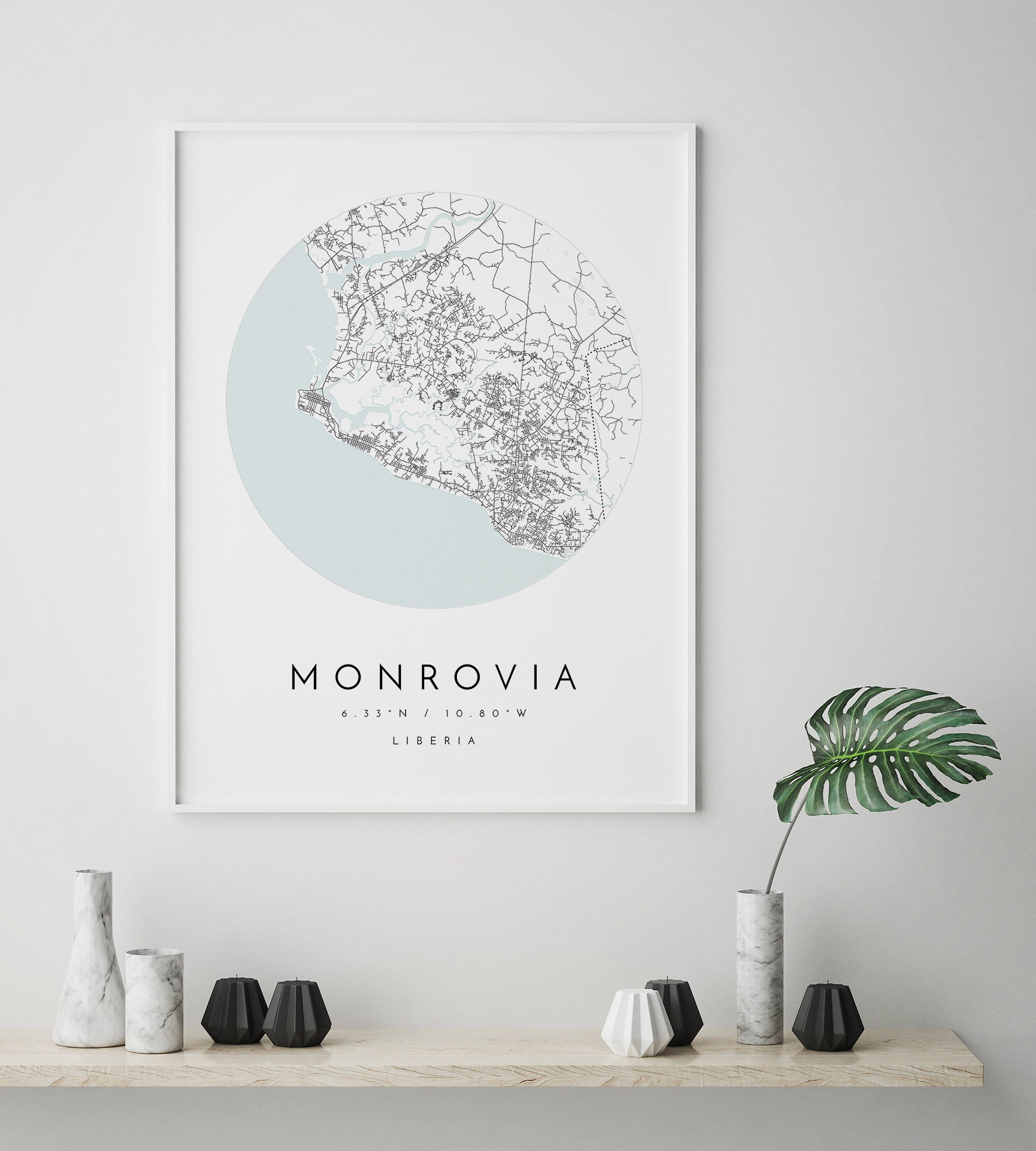 Monrovia Map Monrovia Liberia City Map Home Town Map - Etsy