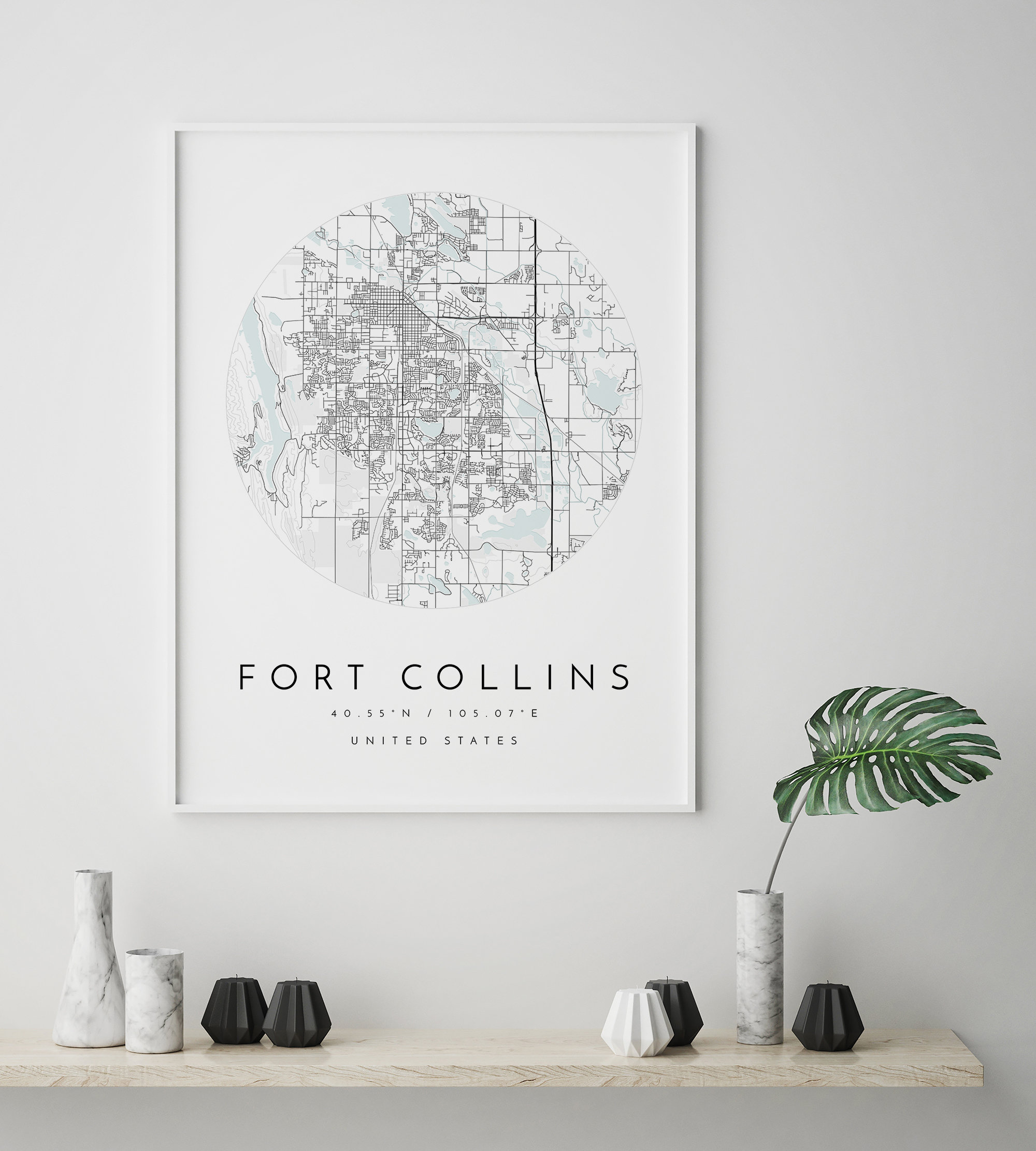 Fort Collins Map Fort Collins Colorado City Map Home Town | Etsy