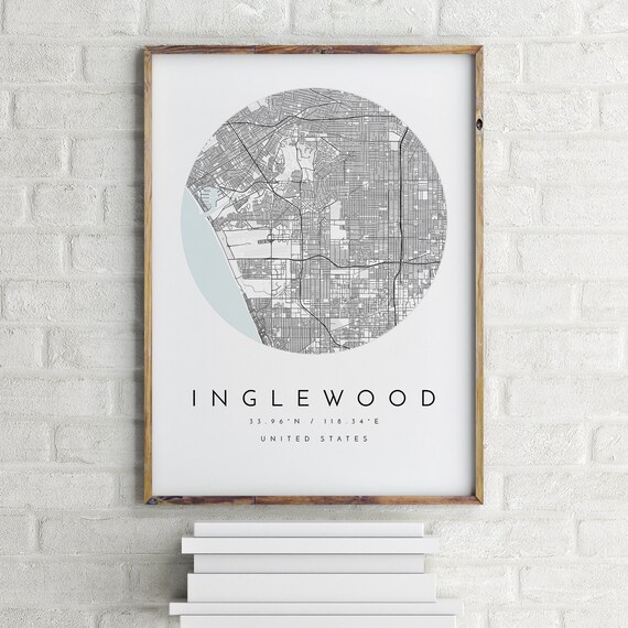 Inglewood Map Inglewood California City Map Home Town Map | Etsy